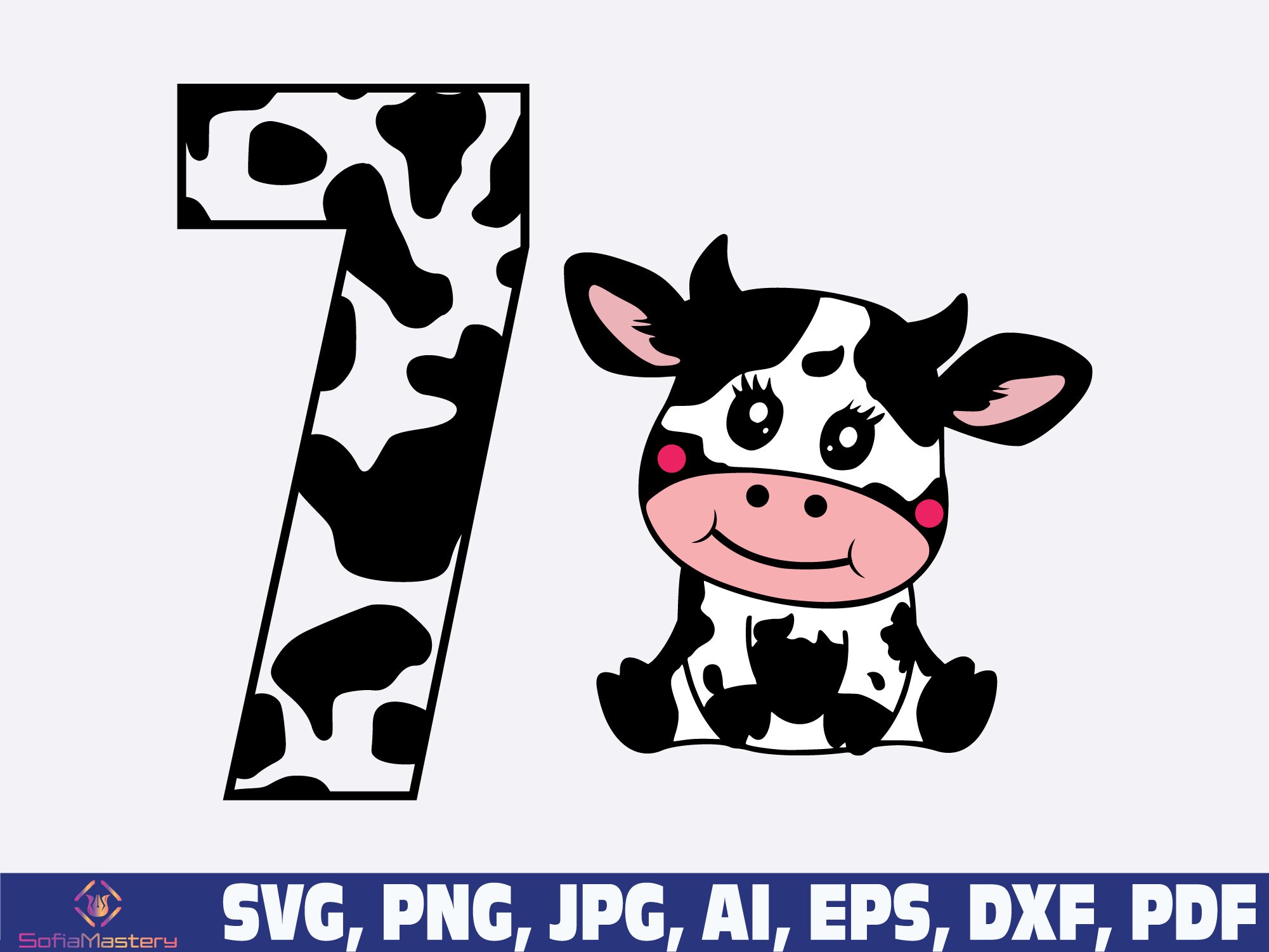 Número de vaca cumpleaños svg, cumpleaños vaca svg, Impresión de vaca ...