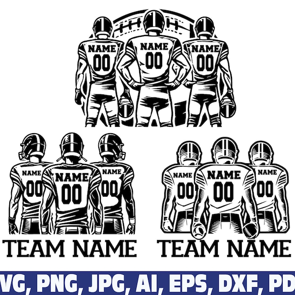 Custom Football Three Players - Etsy