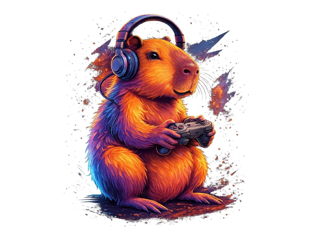 Chill Capybara Gamer PNG, Gaming Animal Shirt Design, Funny Capy ...