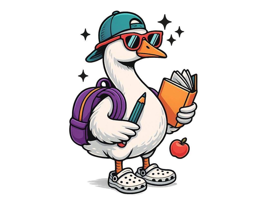 Goose Back to School Boy Design PNG, Funny Teacher Shirt Design, Silly ...