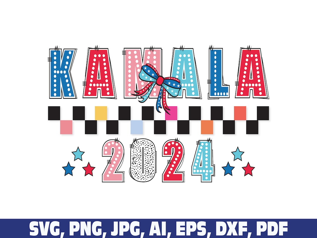 Kamala Harris Doodle Bright Dalmatina Dots Race Chekcered 2024 SVG PNG ...