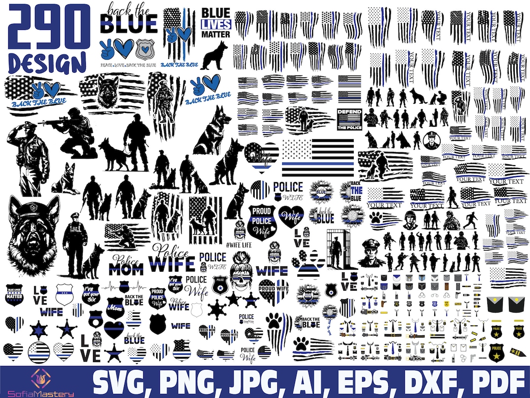 Thin Blue Line Svg Bundle, Police Dog K9 Flag Svg Png, Policeman Svg ...