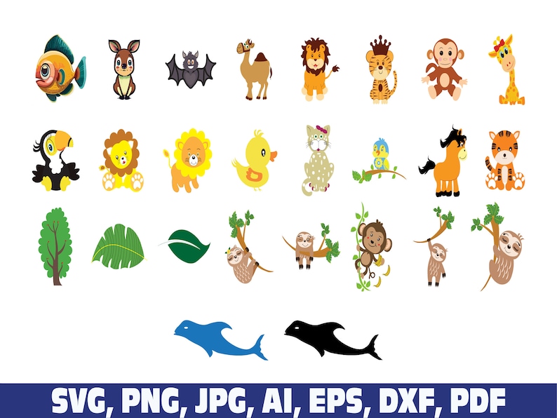 Cute Animals Svg, Baby Animals Svg, Baby Dinosaur Svg, Safari Animals ...