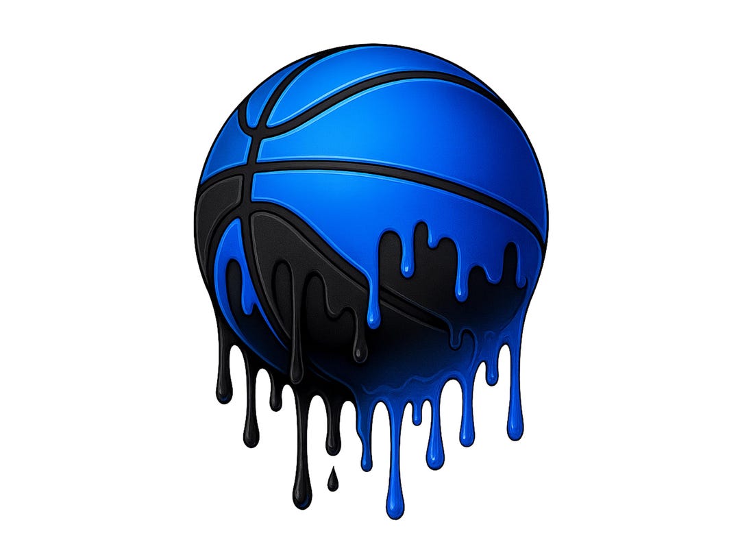 Basketball Blue Black PNG, Sublimation Design, Dripping Basketball ...