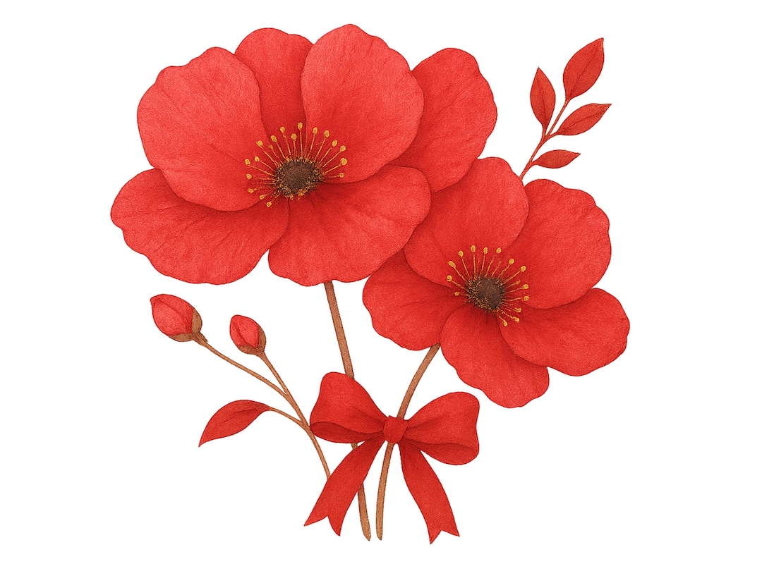 Red Watercolor Floral Clipart Bundle, Red Flower Art, High Quality Png ...