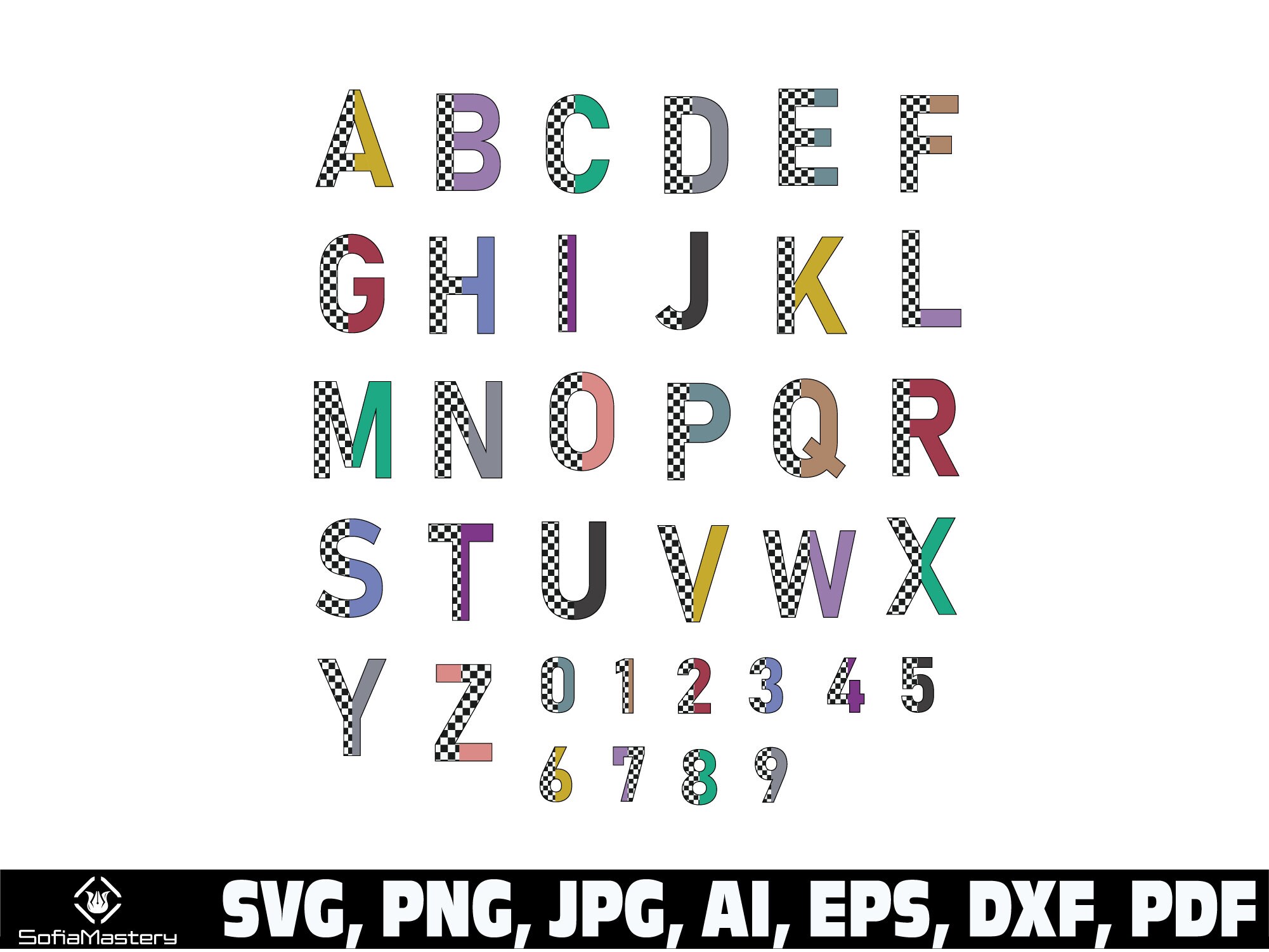Race Road Track Checkered Font Alphabet Litters and Numbers Png SVG ...