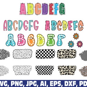 Dalmatian Dots Doodle Bright Alphabet Letters Font Svg Png, Dalmatian ...