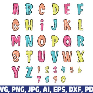 Dalmatian Dots Doodle Bright Alphabet Letters Font Svg Png, Dalmatian ...