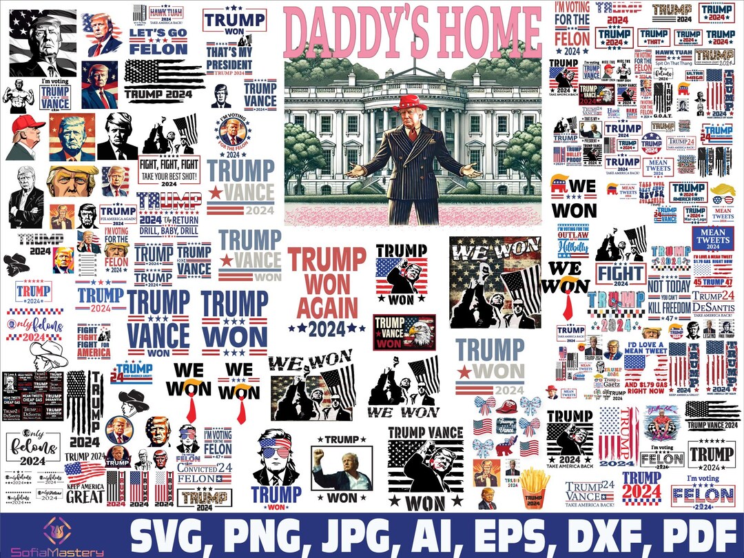 Trump Svg Png, Trump 2024 Svg Png, Daddy's Home White House Pink, Trump ...