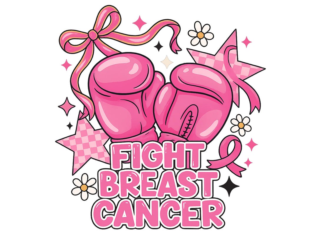 Preppy Fight Breast Cancer PNG, Pink Ribbon Cancer Awareness Design ...
