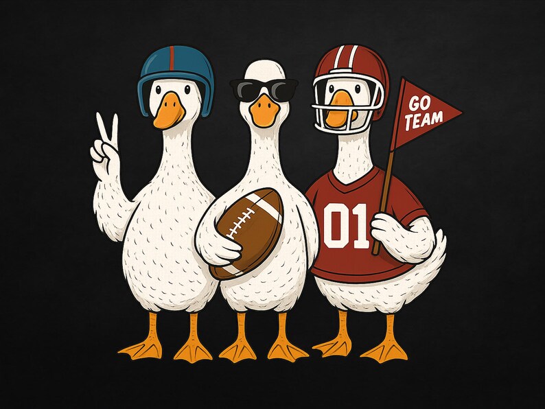 Funny Silly Goose Football PNG Bundle, Fall Game Day Goose Design ...