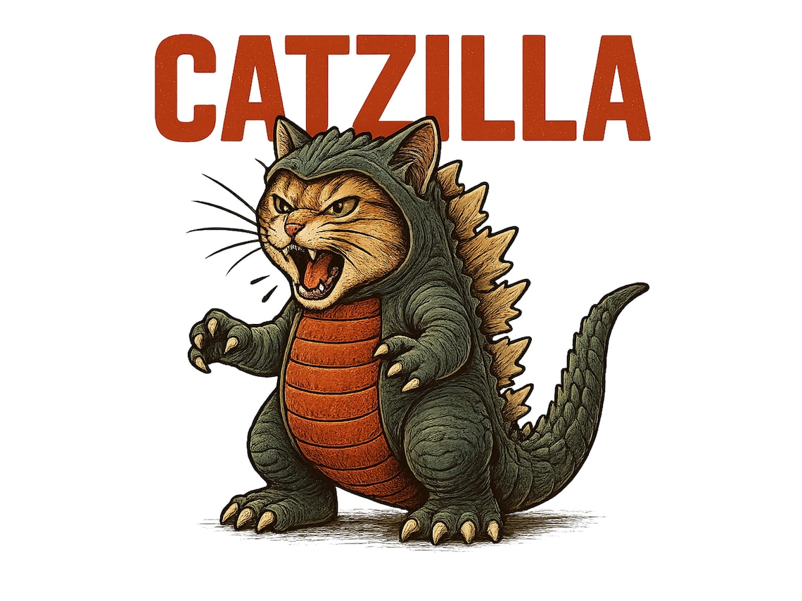 Catzilla PNG Cute Meme Cat, Sarcastic Cat PNG, Funny Cat Quotes, Cat ...