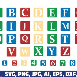 Block Alphabet Svg, Block Font Svg, BUILDING BLOCKS SVG, Block Letters ...