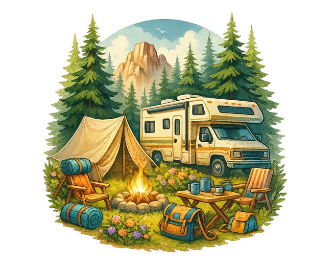 Camping Clipart Campsites PNG Camp Fire PNG Graphics Camping Tents ...