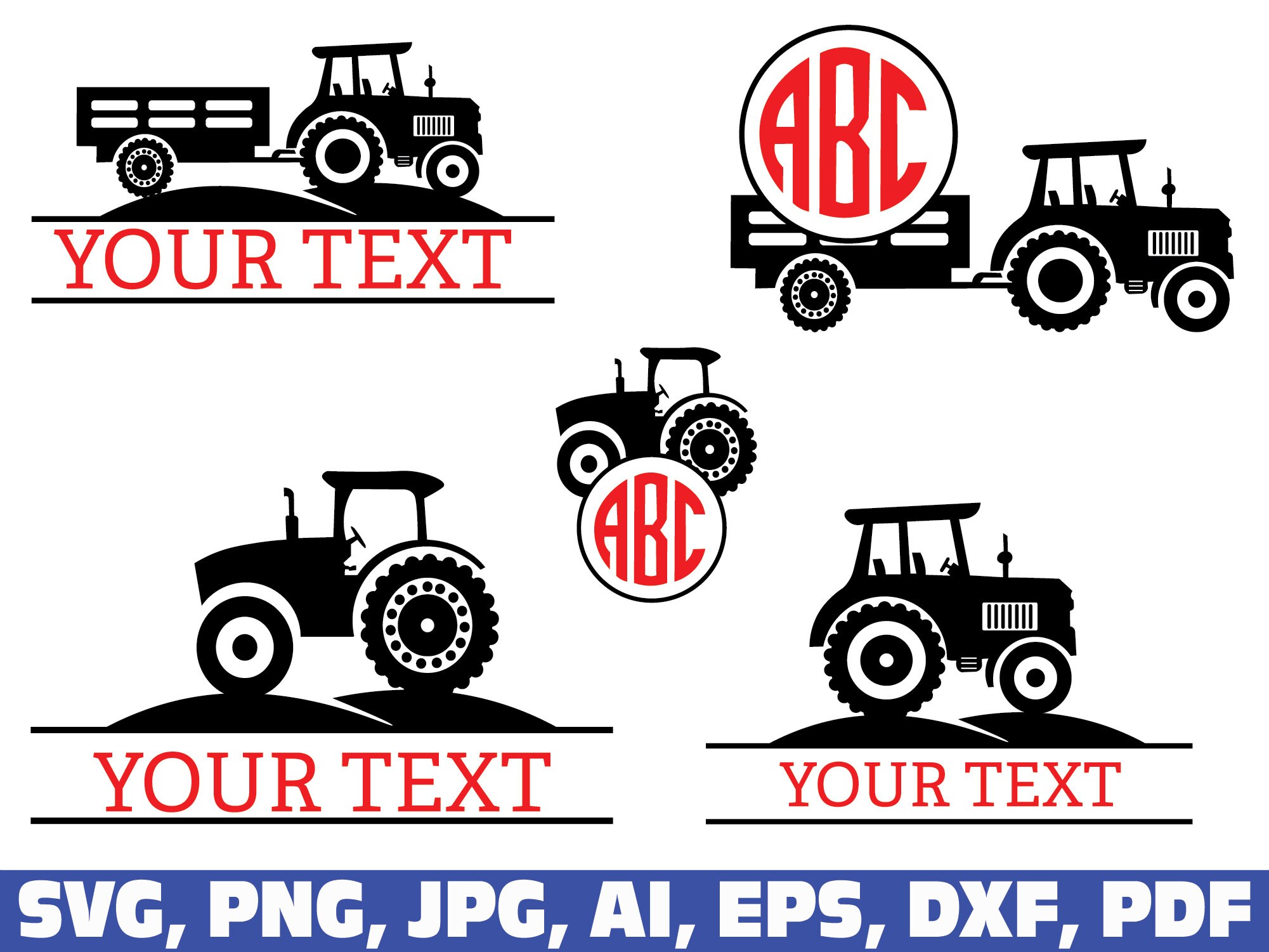 Tractor Monogram Svg, Tractor Svg, Farm Tractor Svg, Farm Svg, Monogram ...