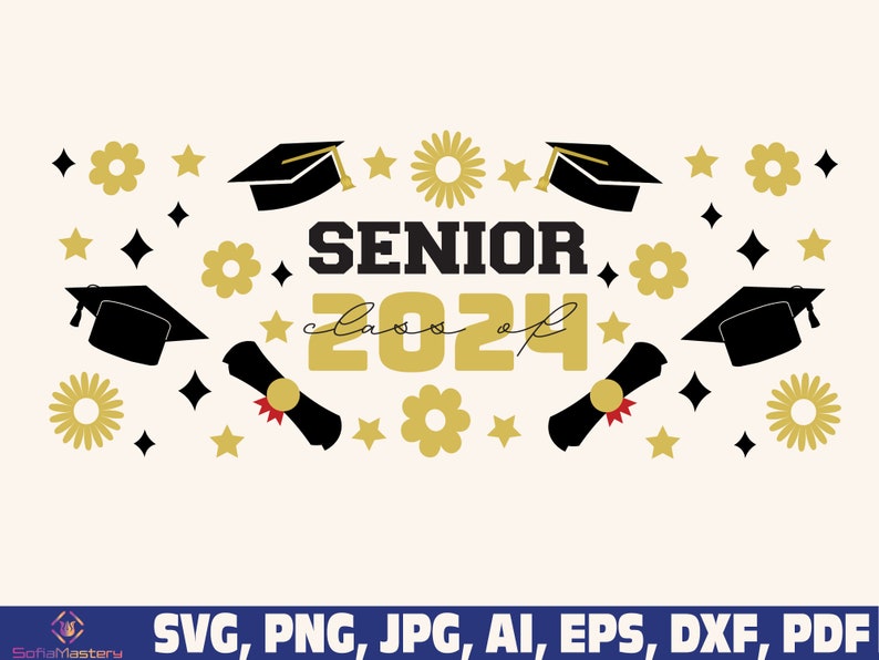 Senior Class of 2024 16oz Libby Can Glass Full Wrap Cup Svg Png ...