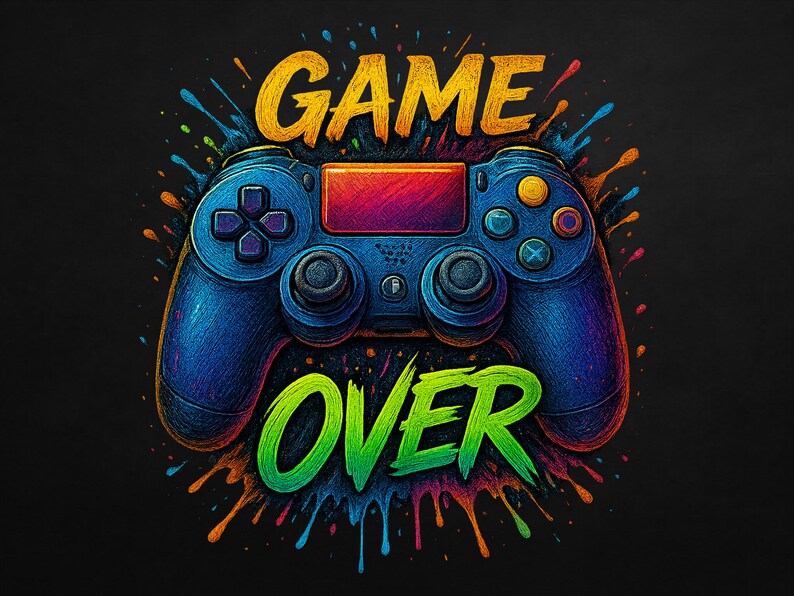 Graffiti Game Over Gaming Controller PNG, Urban Art Design, Gamer ...