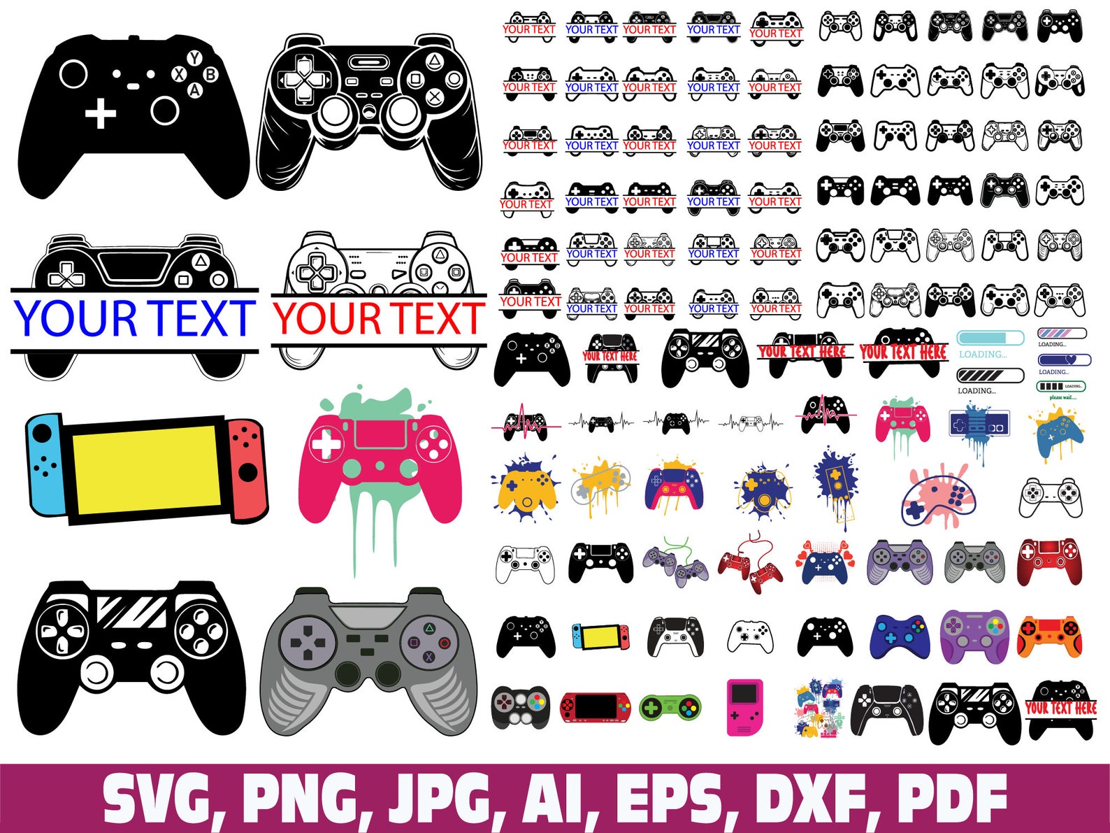 Gamer Controller Svg Png, Split Monogram Name Fram SVG, Gamer Svg ...