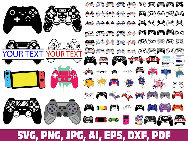 Gamer Controller Svg Png, Split Monogram Name Fram SVG, Gamer Svg ...