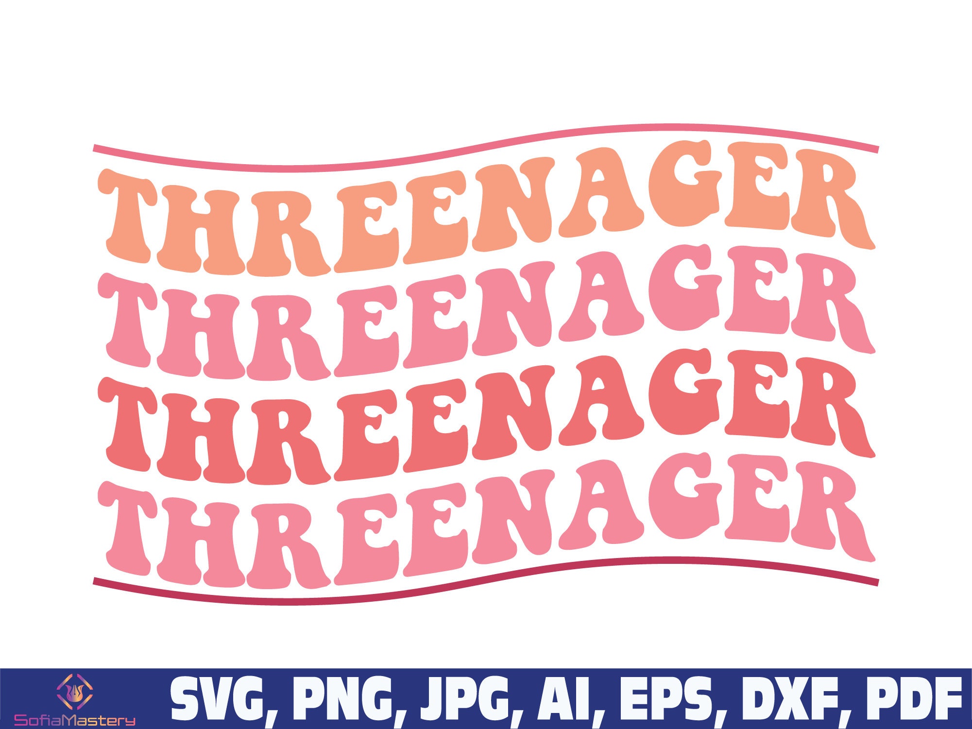 Threenager Svg, Threenager Png Third Birthday Svg, Wavy Stacked Vintage ...