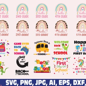 Hello School Svg, Grade Bundle, Back to School Svg, First Day of School ...