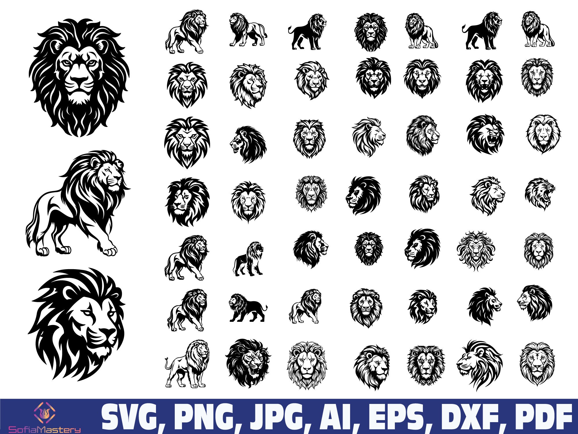Lion Head Svg Png, Lion Clipart, Lion Face Svg Png, Lion Svg Bundle ...