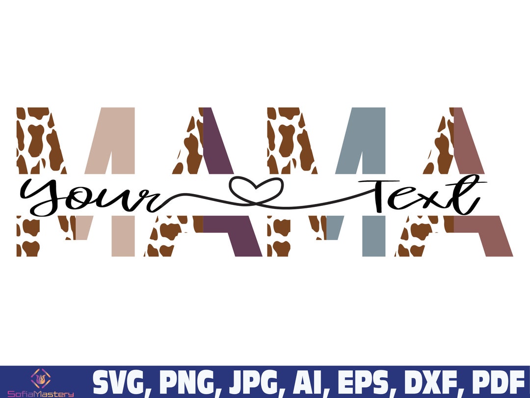 Mama Cow Print Png Svg, Mom Svg Png, Mom Cow Print Custom Name Frame ...