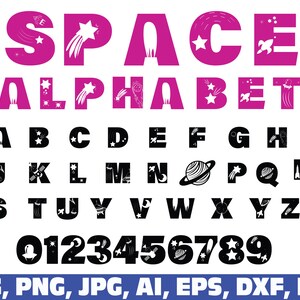 Space Alphabet Svg, Alphabet, Space Letters Fonts Svg Png, Kids Space ...