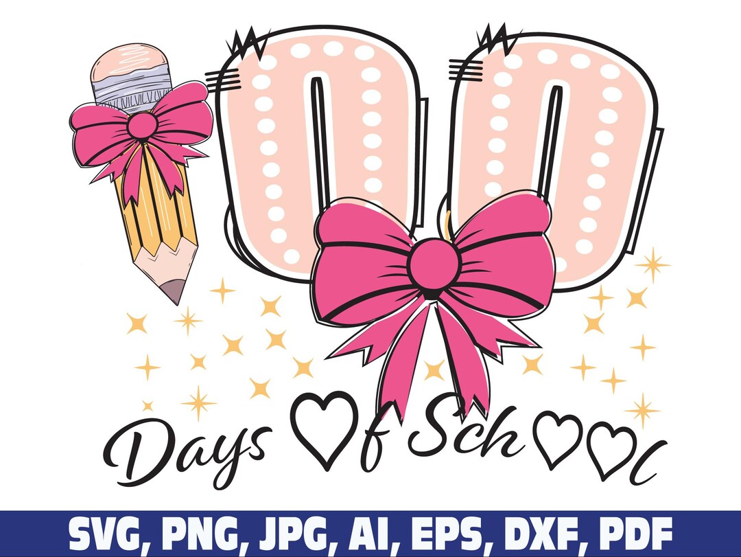 100 Days of School Coquette Bow Svg Png, 100th Day of School ...