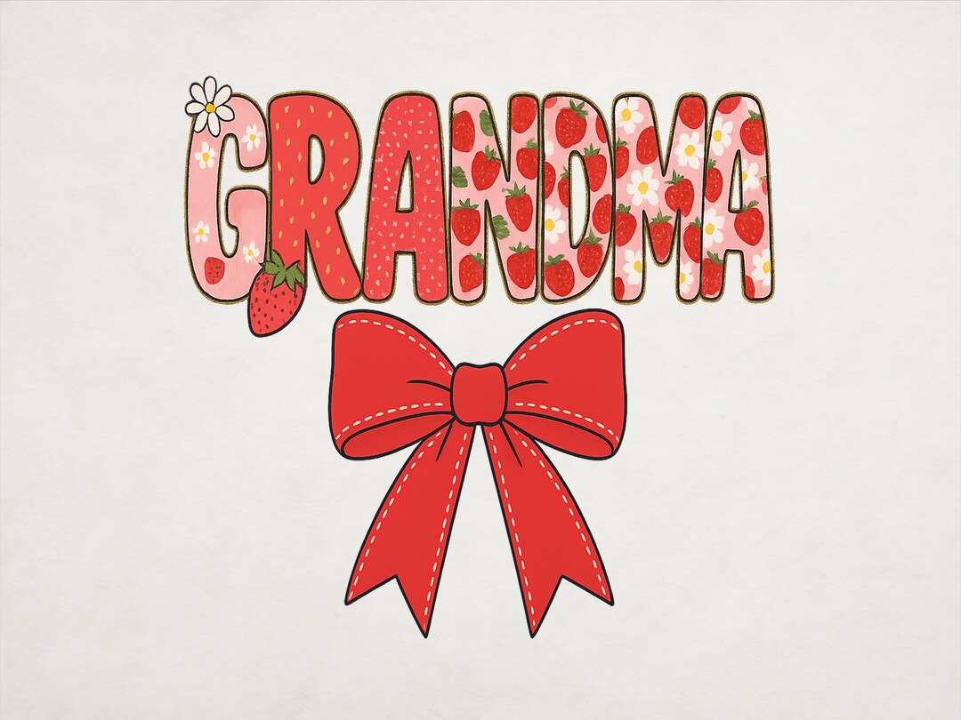 Preppy Grandma Strawberry Glitter Png, Cute Strawberry Floral Grandma ...