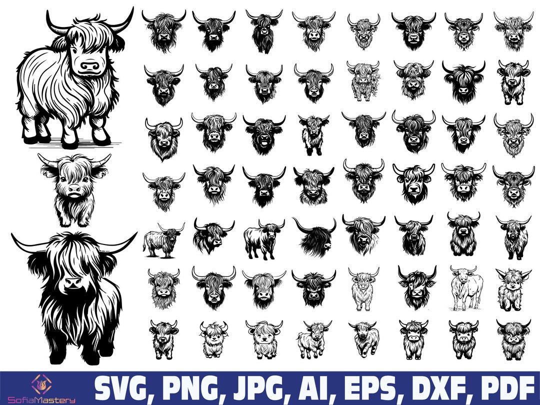 Highland Cow Svg, Highland Cow Png, Highland Cow Head Svg, Cow Svg ...