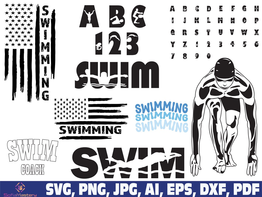 Swimming Swim Swimmer Svg Png, Swimming Alphabet Font Svg Png, Swimming ...