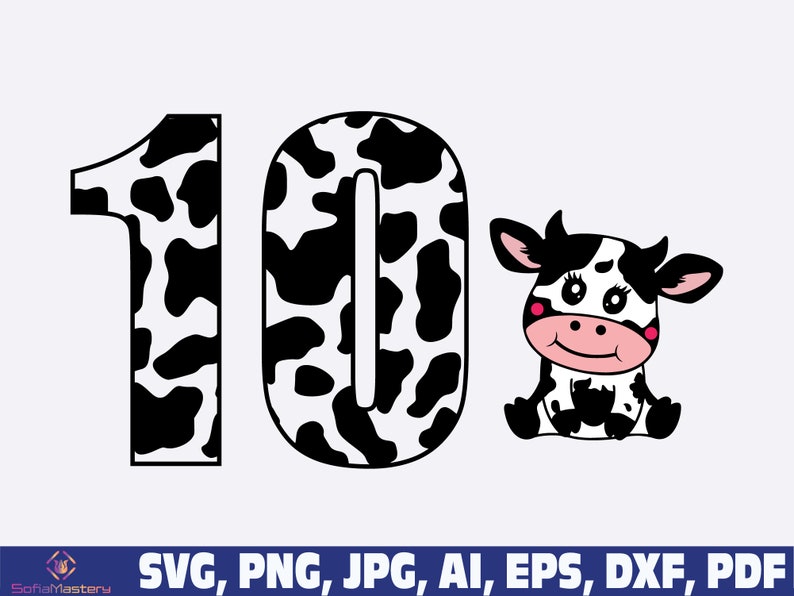 Cow Number Birthday Svg, Birthday Cow Svg, Cow Print Svg, Birthday Girl ...