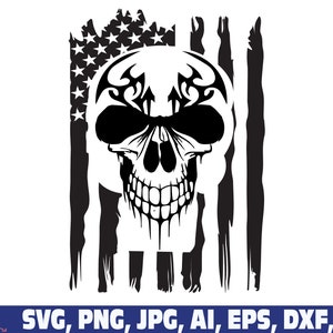 USA Skull Flag Tattered Distressed Svg Png, Flag Svg, Us Flag Svg ...