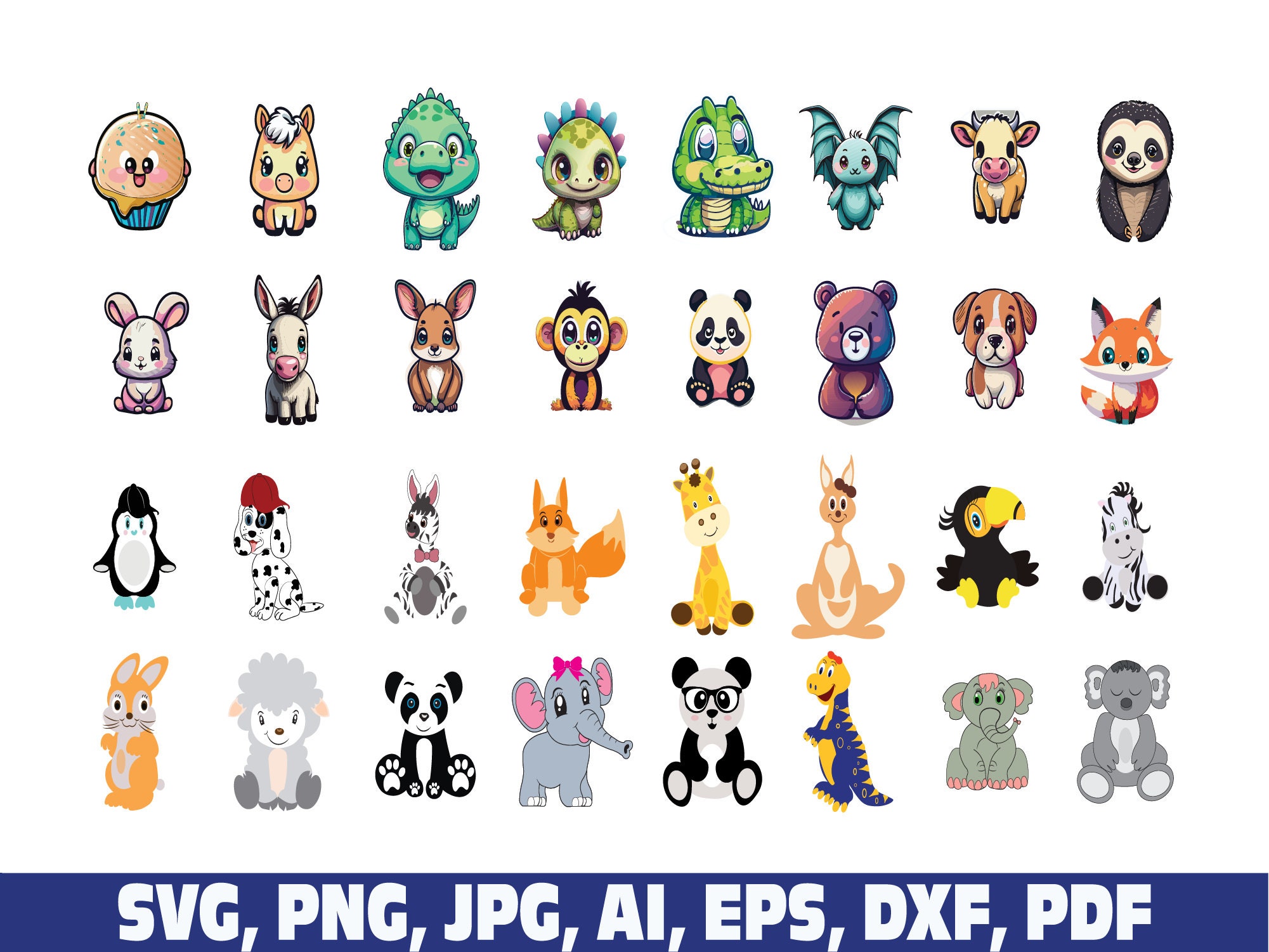 Cute Animals Svg, Baby Animals Svg, Baby Dinosaur Svg, Safari Animals ...