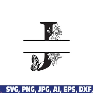 Floral Alphabet A to Z Svg, Alphabet Svg, Split Monogram Svg, Split ...