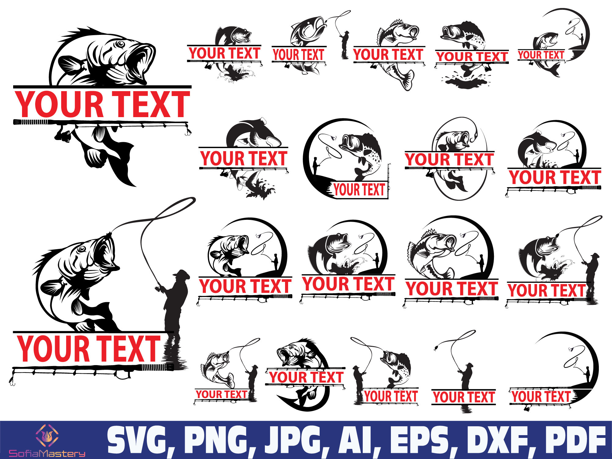 Fisherman Catching Fish SVG, Fishing Name Frame Monogram Svg Png, Fish ...