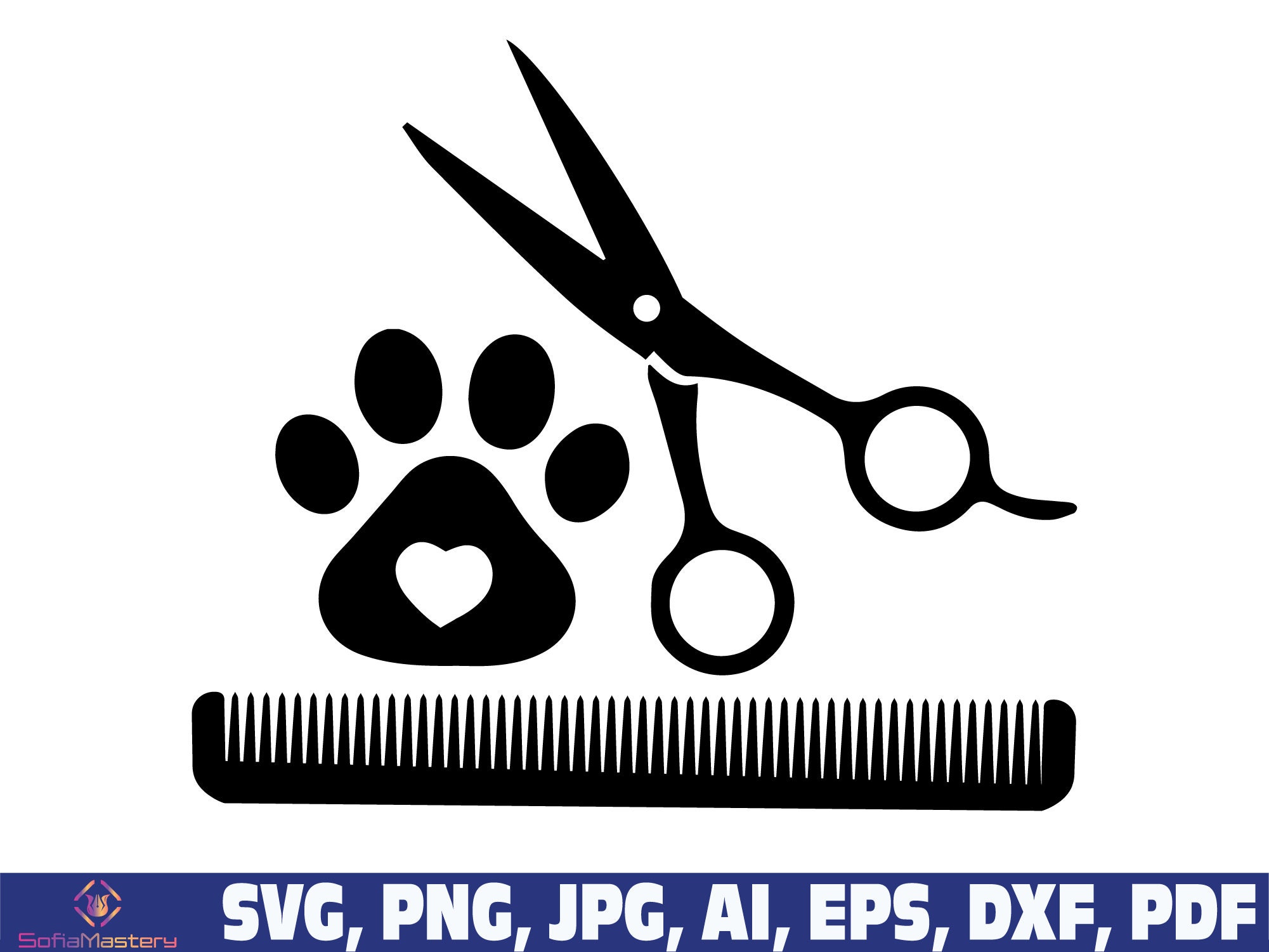 Dog Groomer Svg Png, Dog Grooming Hair Dryer Heart SVG, Dog Grooming ...