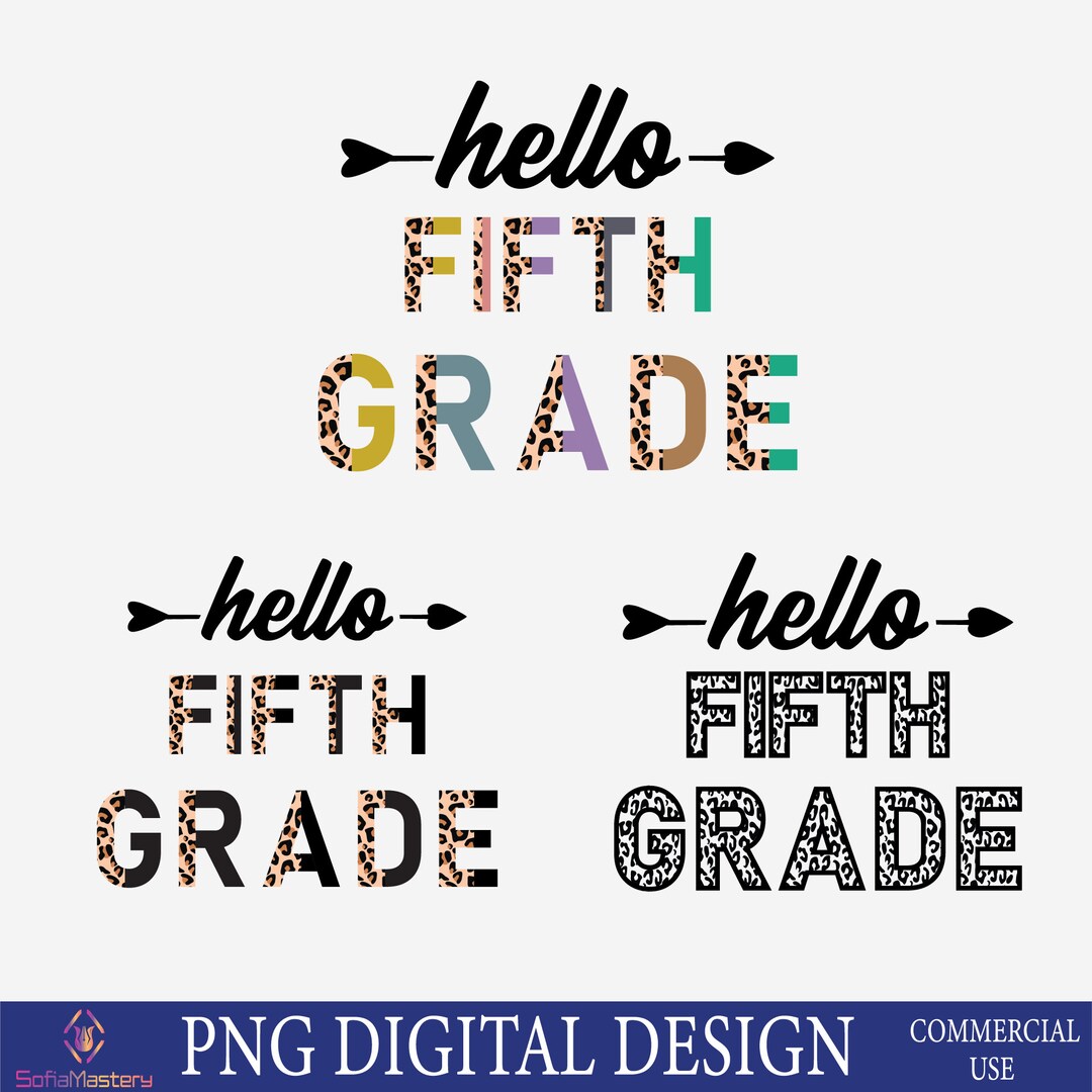 Hello Fifth Grade Png, Hello 5th Grade Png, Half Leopard Cheetah Print ...