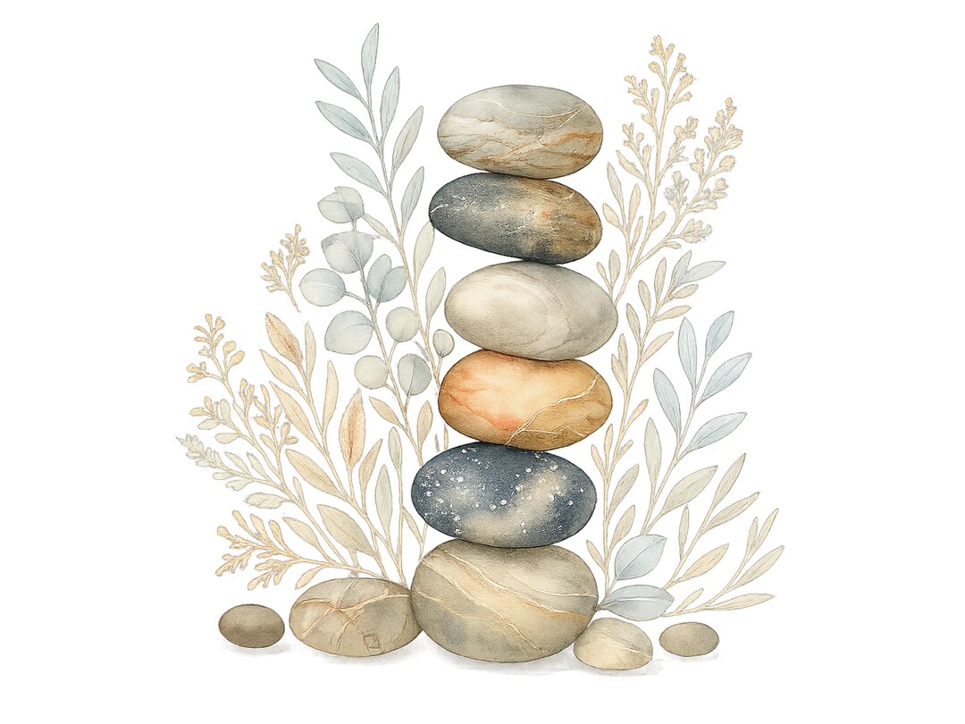 Zen Stones Clipart,printable Watercolor Clipart, High Quality PNG ...