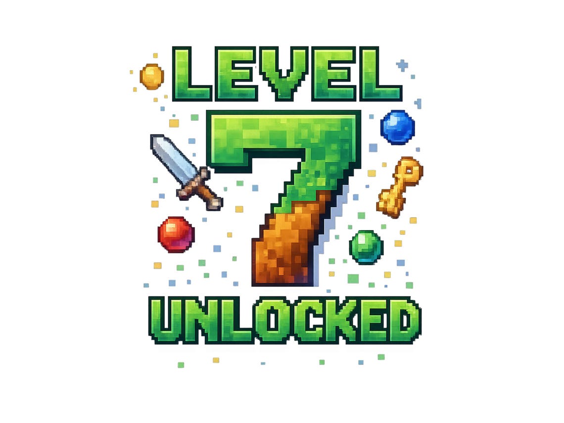 Level 7 Unlocked PNG, 7th Birthday Boy Design, Kids Birthday PNG ...