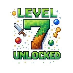 Level 7 Unlocked PNG, 7th Birthday Boy Design, Kids Birthday PNG ...