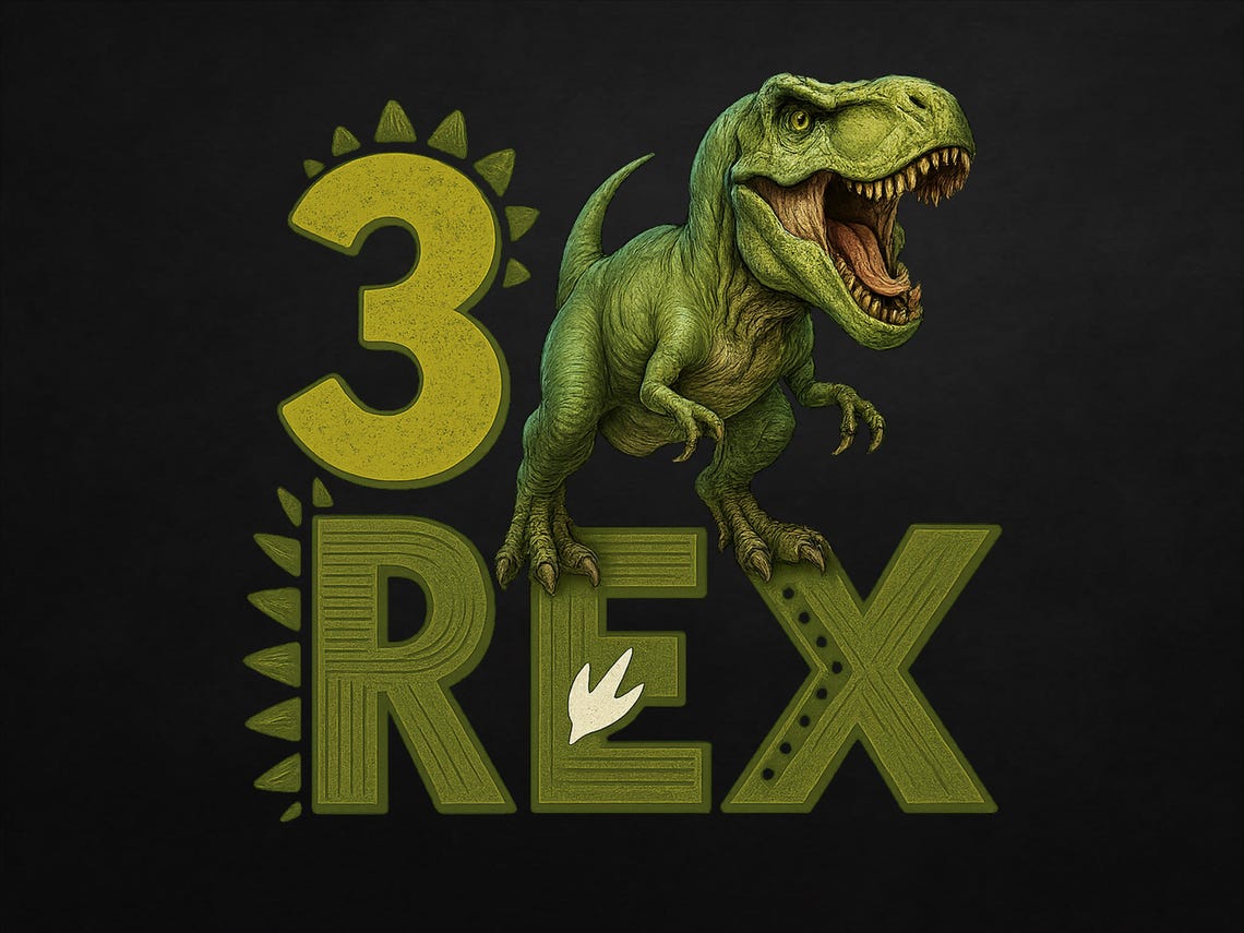 3 Rex Dinosaur PNG, Three Rex Birthday Design, Dino Sublimation ...