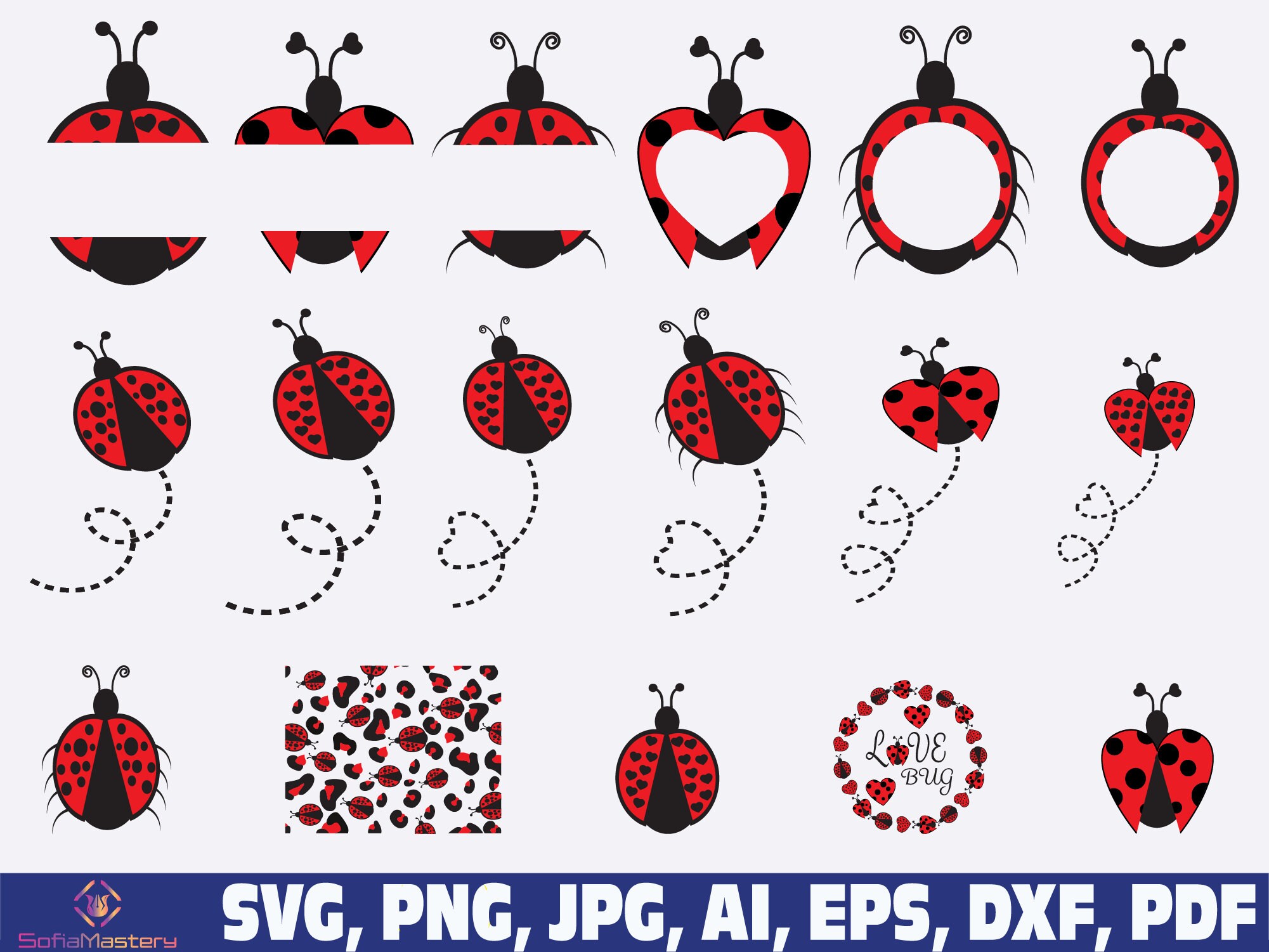 Ladybug Seamless Pattern Leopard Svg Png, Lady Bug Svg Png, Birthday ...