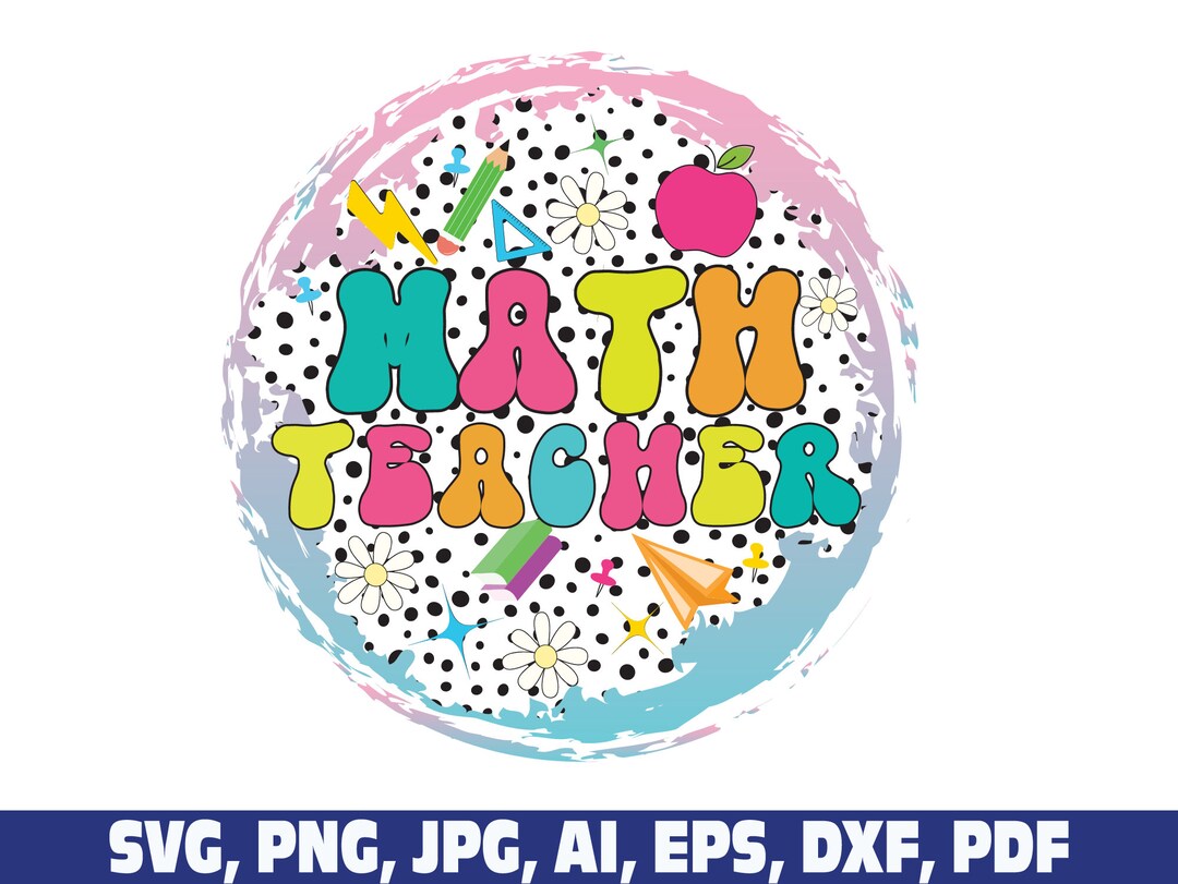 Math Teacher Png SVG, Coquette Bow, Retro Vintage, Dalmatian Dots ...