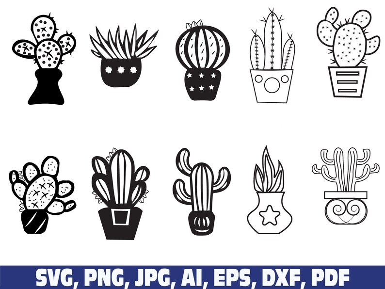 Cactus SVG, Cactus PNG, Cactus SVG Bundle, Succulent Svg Cutfiles ...