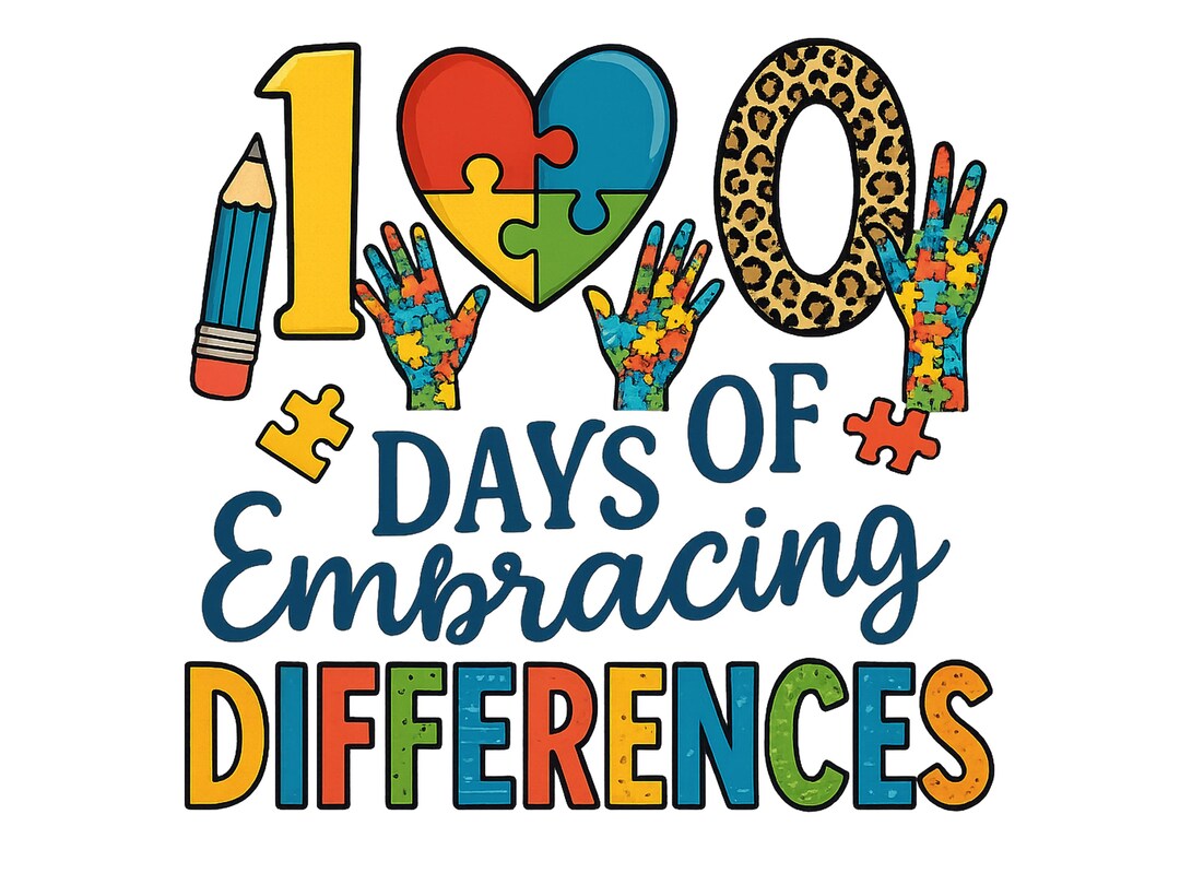 100 Days of Embracing Differences PNG, Happy 100 Days of School ...