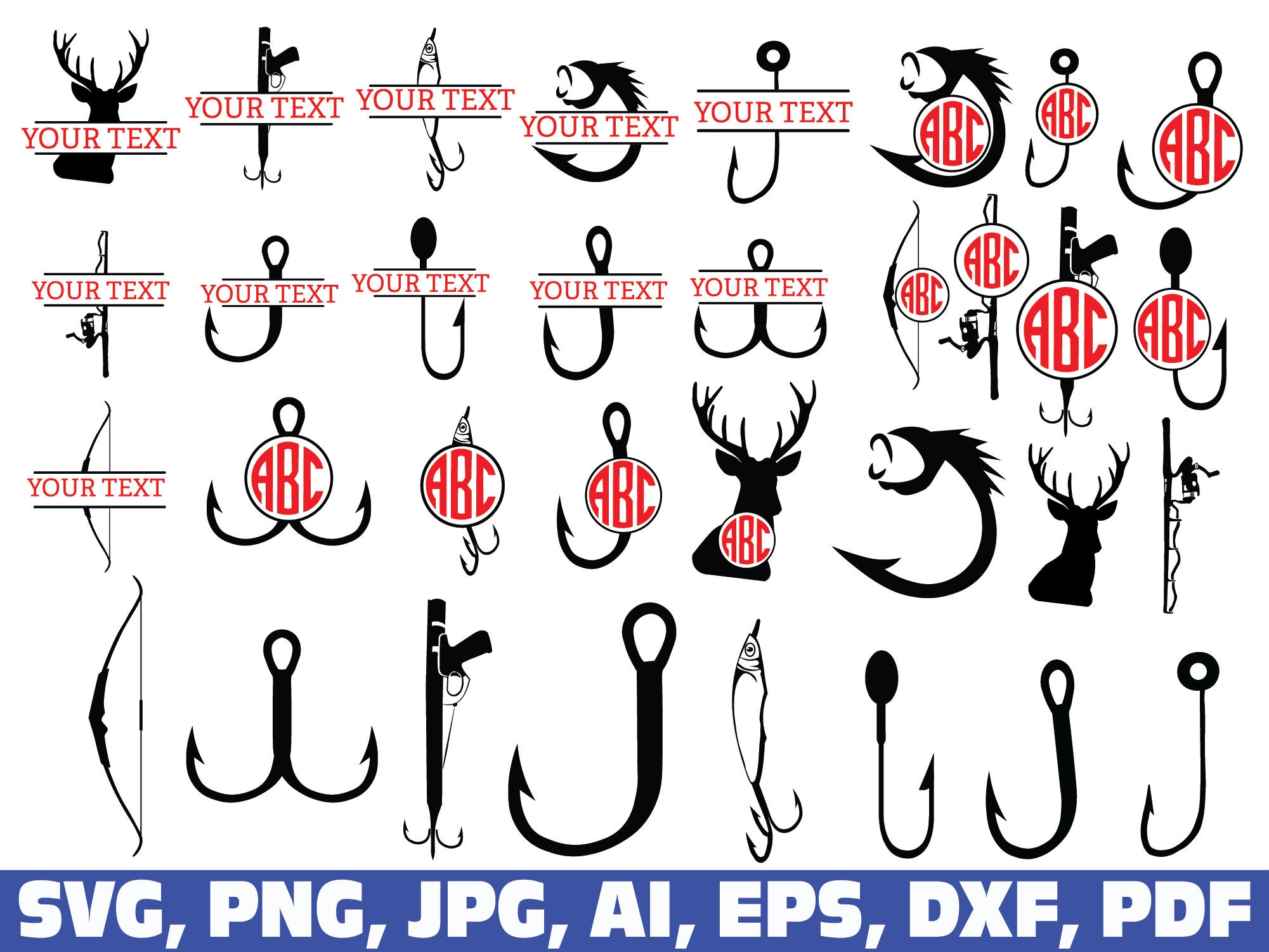 Fishing Hunting Monogram Svg Png, Deer Monogram Svg, Hunting Fishing ...