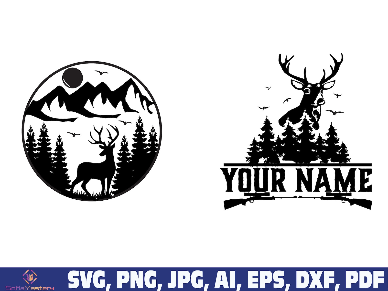 Deer Hunting Name Frame Sign SVG Png Dxf, Hunter Svg, Hunting Svg, Deer ...