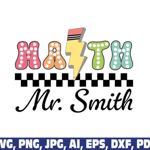 Math Teacher Png SVG, Coquette Bow, Retro Vintage, Dalmatian Dots ...